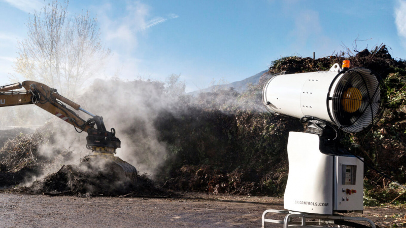 Biological odor control with turbine