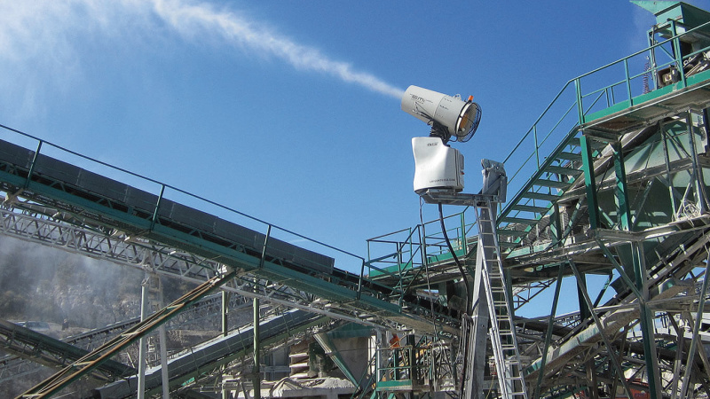 Dust Control Quarries with water mist and Turbine