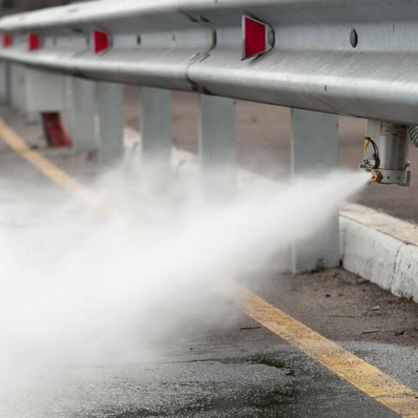 Dust Control methods with water mist turbine